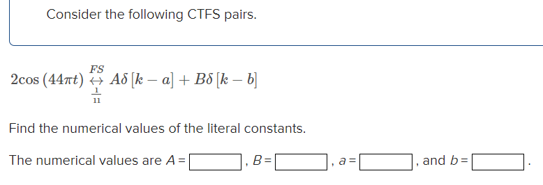Solved Consider the following CTFS pairs. | Chegg.com