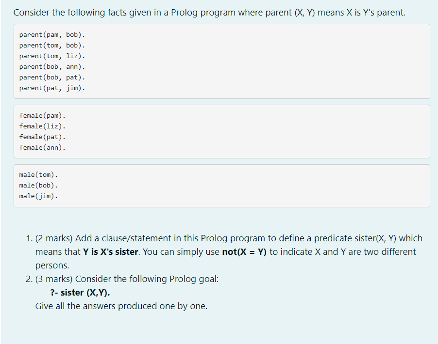 Solved Consider the following facts given in a Prolog | Chegg.com