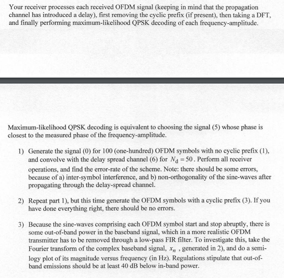 OFDM: Your task is to simulate an OFDM transmitter | Chegg.com