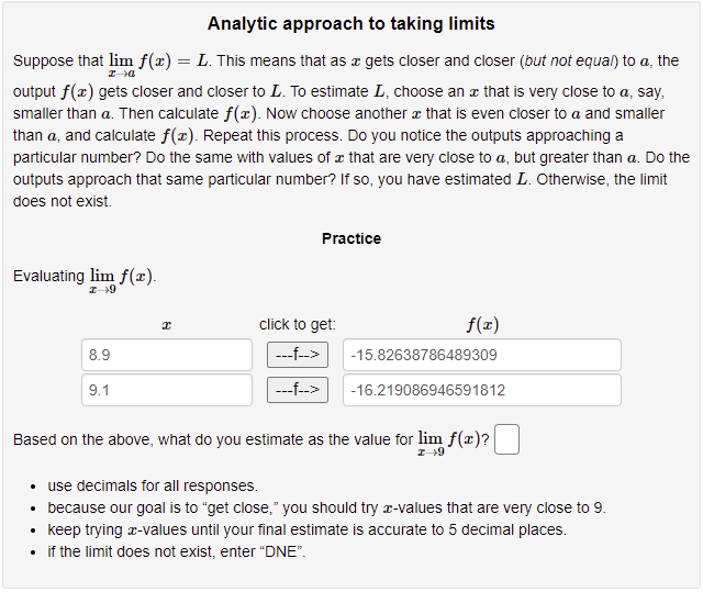 Solved ta Analytic approach to taking limits Suppose that | Chegg.com