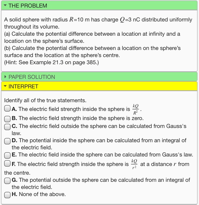 Solved THE PROBLEM A solid sphere with radius R-10 m has | Chegg.com