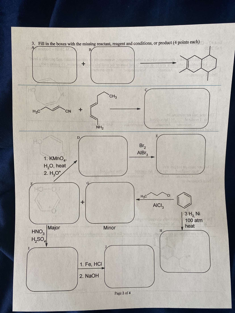 Solved 3. Fill in the boxes with the missing reactant, | Chegg.com