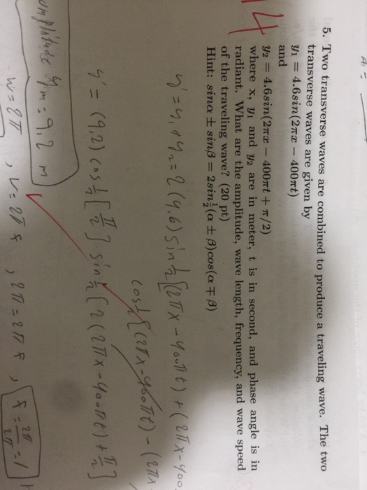Solved Two transverse waves are combined to produce a | Chegg.com