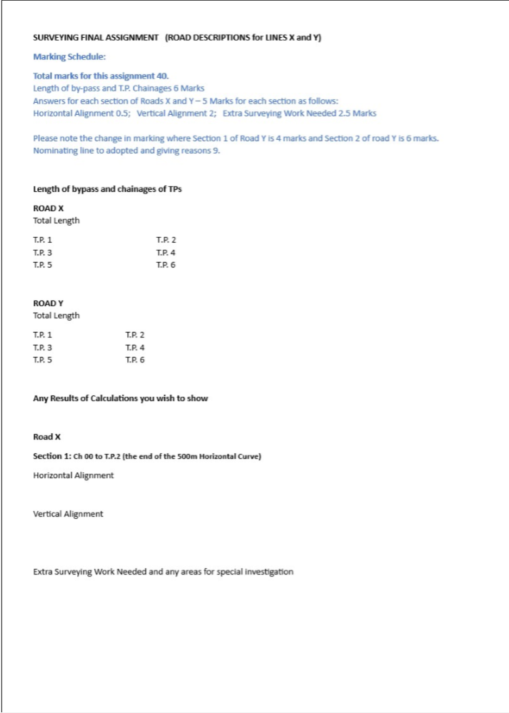 SURVEYING FINAL ASSIGNMENT (ROAD DESIGNS for LINES X | Chegg.com