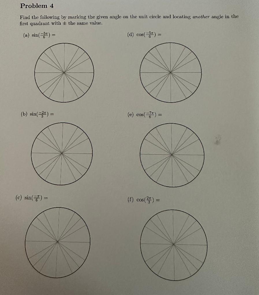 Solved Find the following by marking the given angle on the | Chegg.com