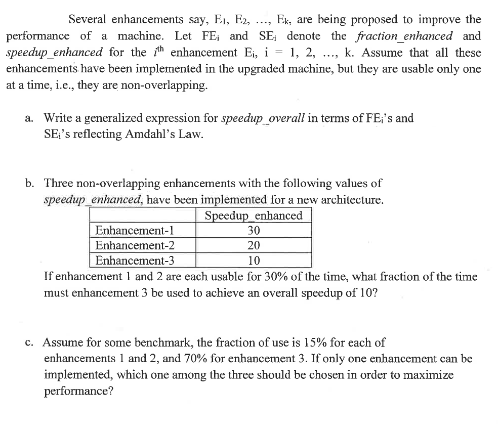Solved Several enhancements say, El, E2, , Ek, are being | Chegg.com