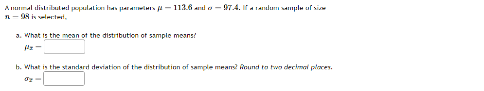 Solved A normal distributed population has parameters | Chegg.com