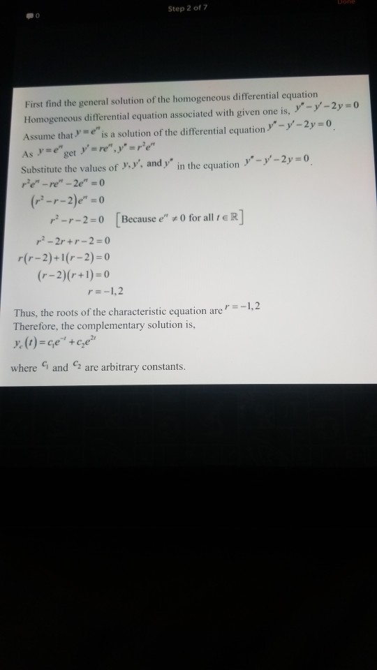 Solved characteristic complementary equation | Chegg.com