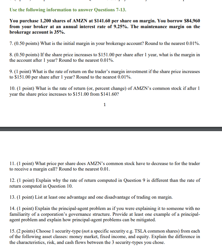 Solved Use the following information to answer Questions | Chegg.com