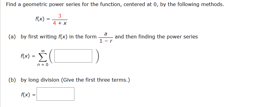 Solved Find a geometric power series for the function, | Chegg.com