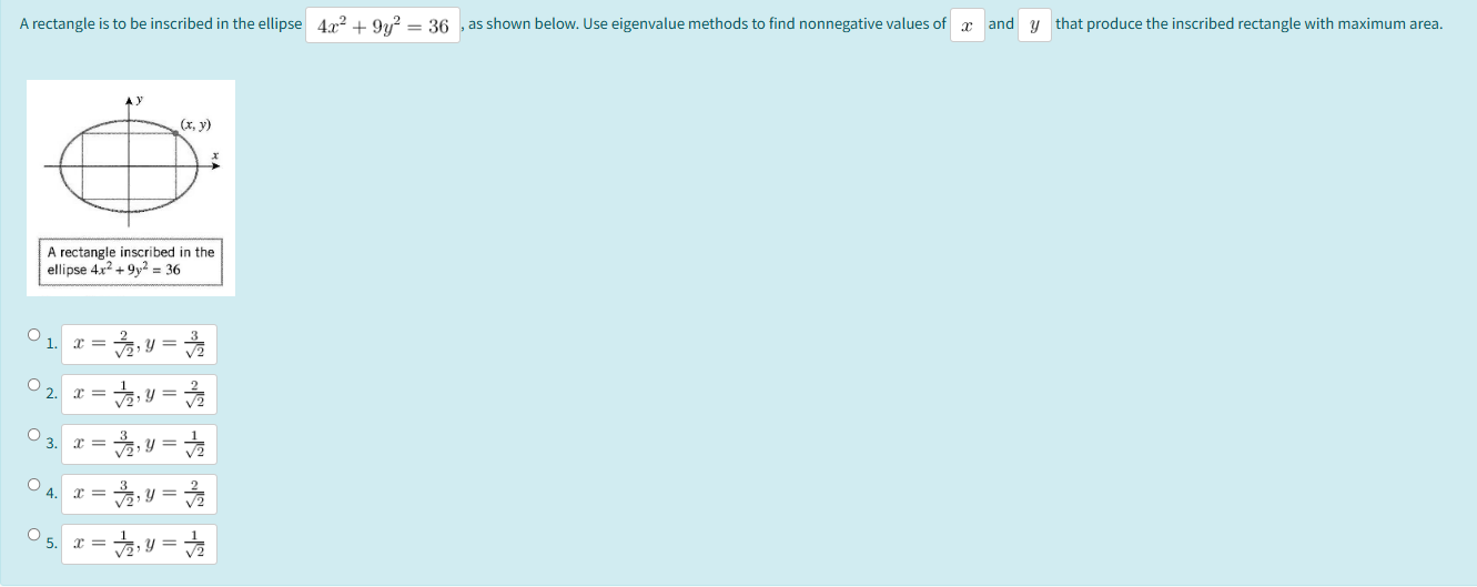 Solved A rectangle is to be inscribed in the ellipseas shown | Chegg.com