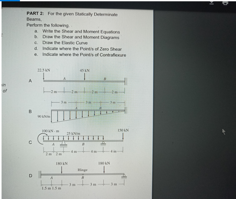 Solved 0 PART 2: For the given Statically Determinate Beams, | Chegg.com