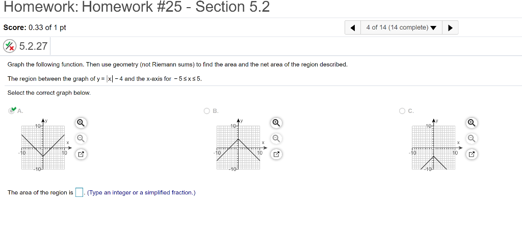 Solved Homework: Homework #25 - Section 5.2 Score: 0.33 of 1 | Chegg.com