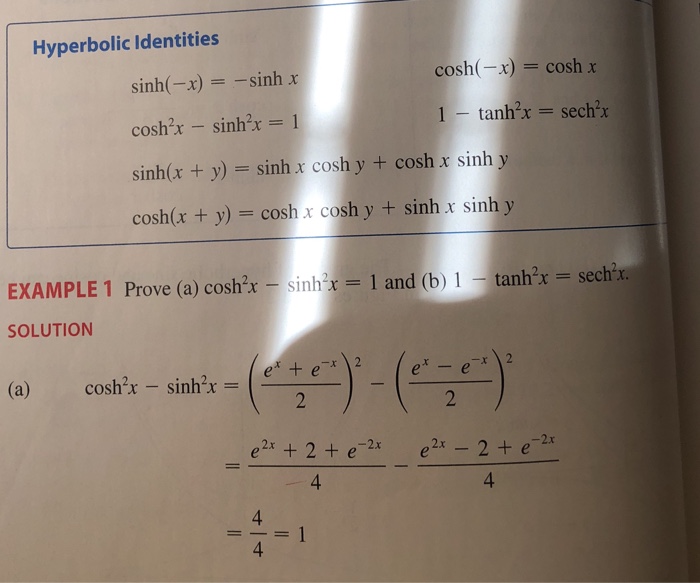 Solved Hyperbolic Identities cosh(-x) = cosh x sinh(-x) | Chegg.com
