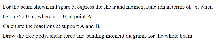 Solved For the beam shown in Figure 5, express the shear and | Chegg.com