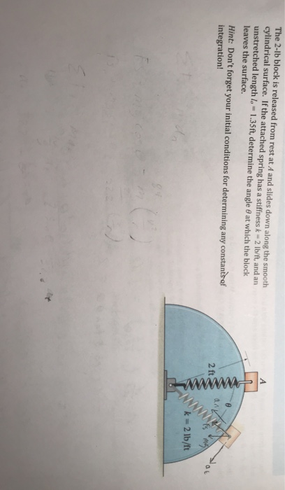 Solved The 2-lb block is released from rest at A and slides | Chegg.com