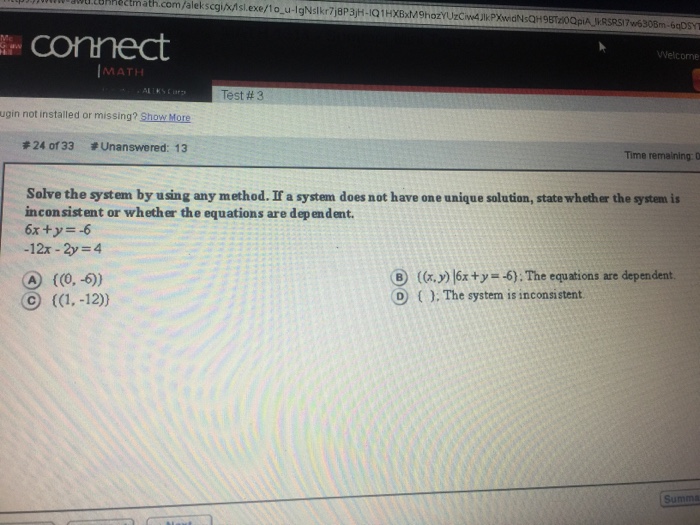 Solved Solve the system by using any method. If a system | Chegg.com