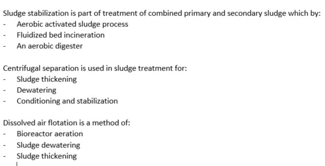 Solved Sludge stabilization is part of treatment of combined | Chegg.com