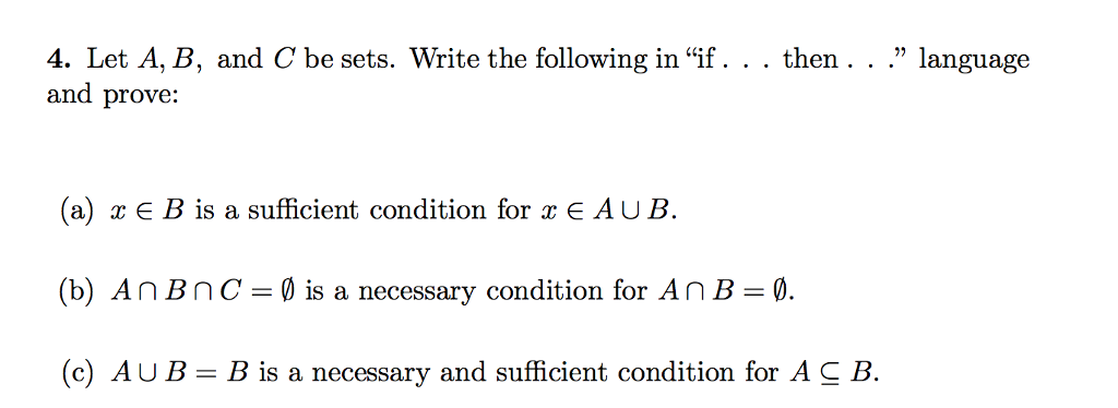 Solved 4. Let A, B, and C be sets. Write the following in | Chegg.com