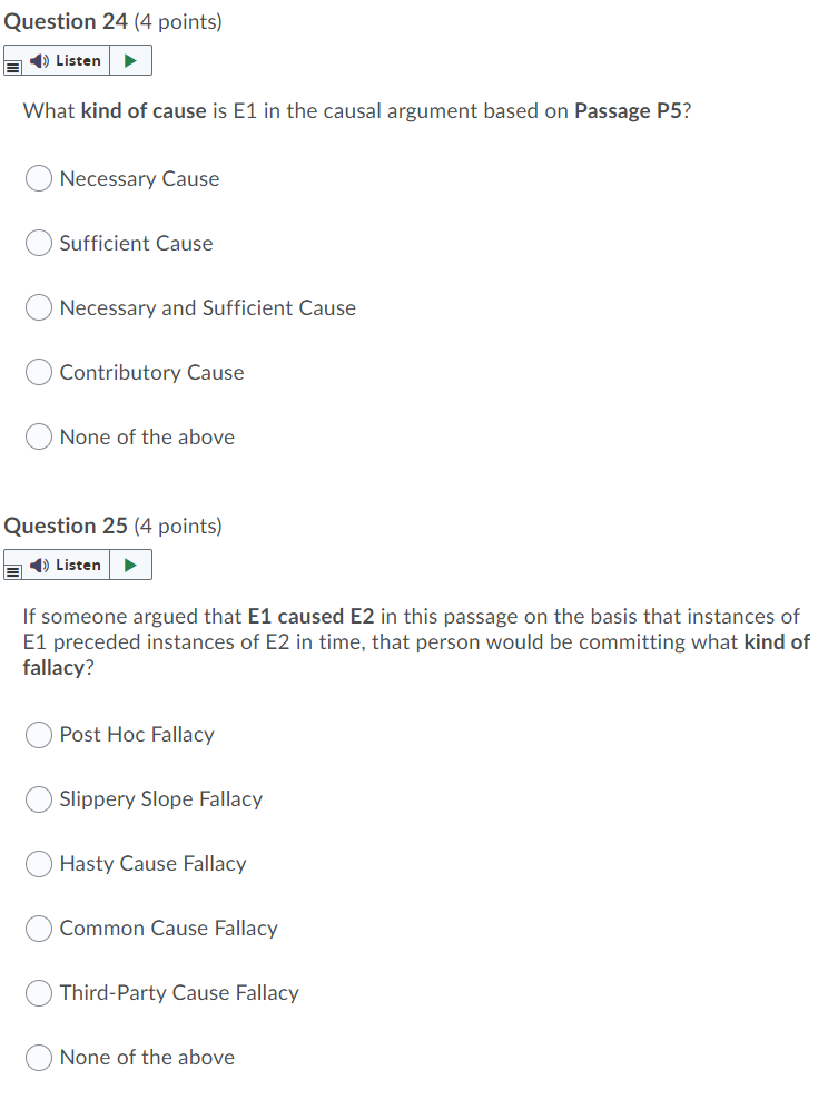 Part V. Causal Arguments For Questions 22–25, refer | Chegg.com
