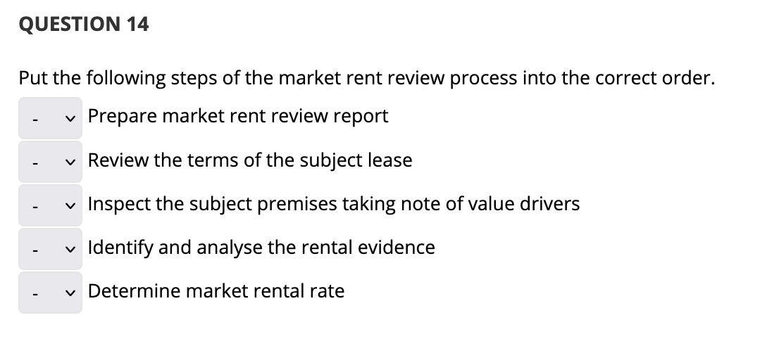 Solved Put the following steps of the market rent review | Chegg.com