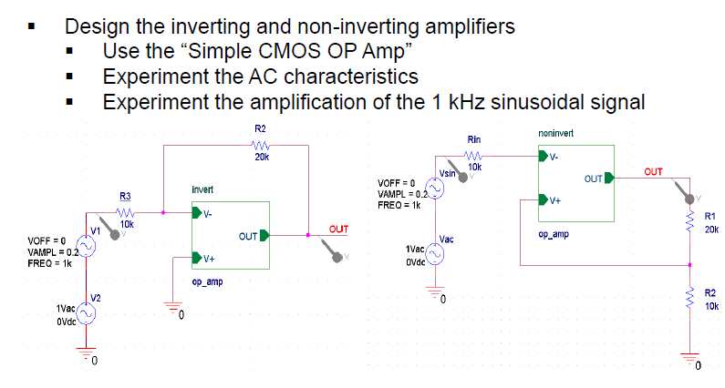 Design the inverting and non-inverting amplifiers Use | Chegg.com