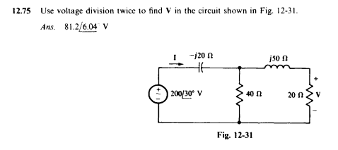 Solved 12.75 Use voltage division twice to find V in the | Chegg.com