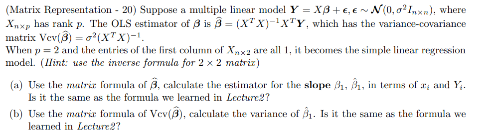 Solved (Matrix Representation - 20) Suppose a multiple | Chegg.com