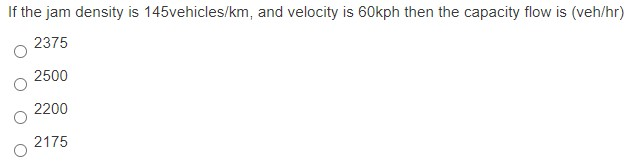 Solved If the jam density is 145vehicles/km, and velocity is | Chegg.com