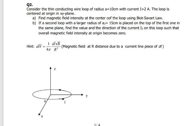 Solved Q2. Consider the thin conducting wire loop of radius | Chegg.com