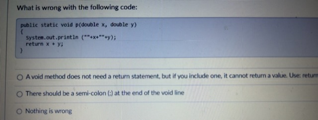 Solved What is wrong with the following code: public static | Chegg.com