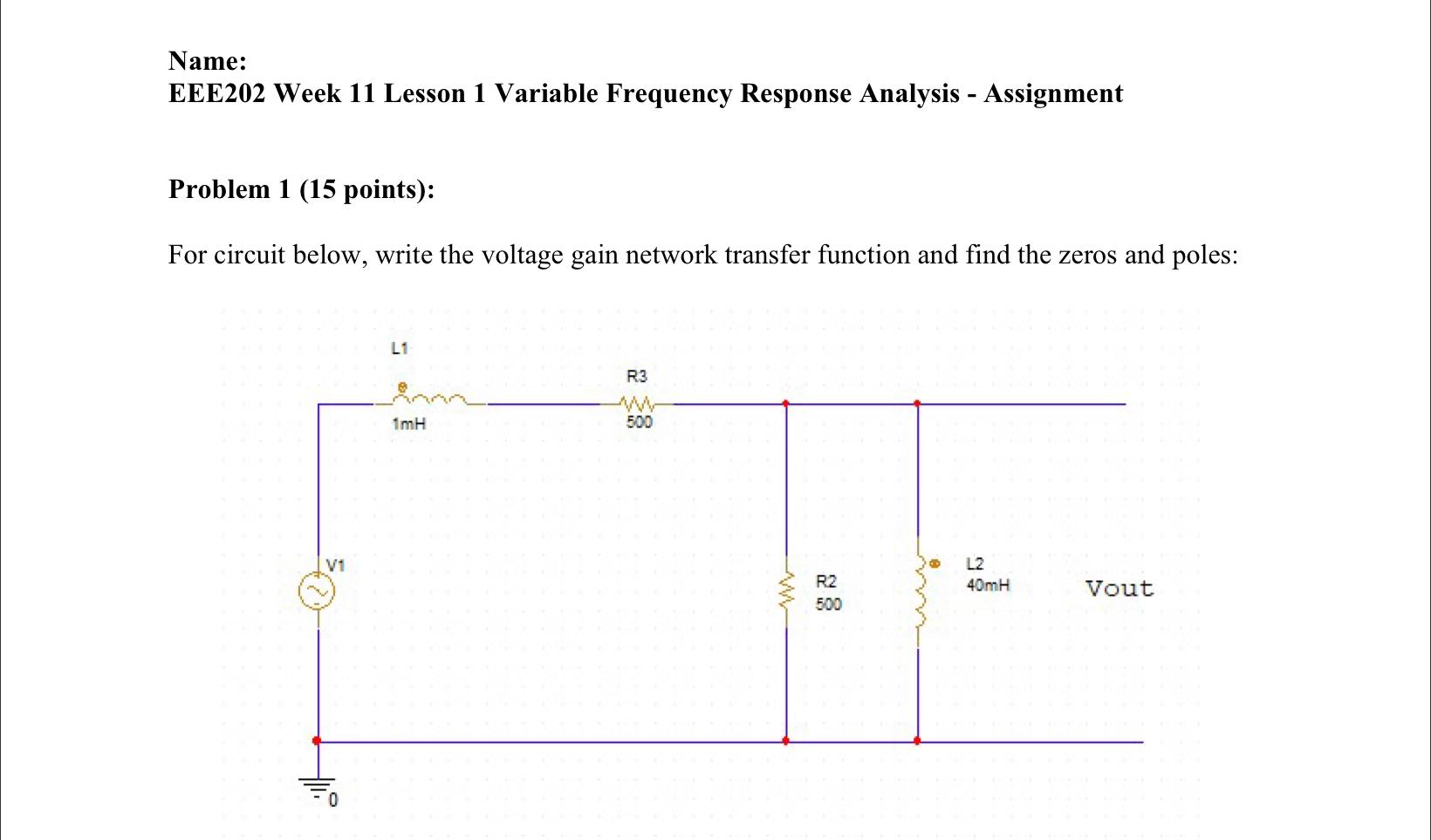 Solved Name: EEE202 Week 11 Lesson 1 Variable Frequency | Chegg.com