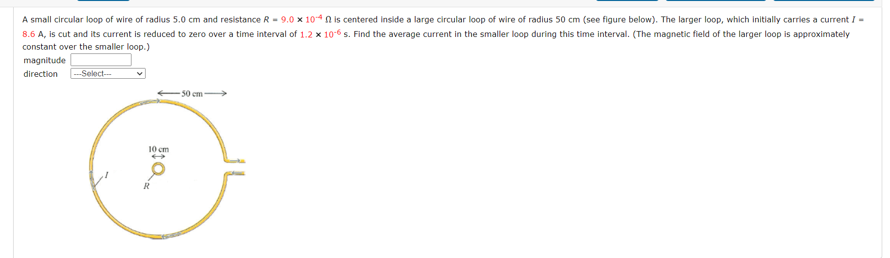 Solved A small circular loop of wire of radius 5.0 cm and | Chegg.com