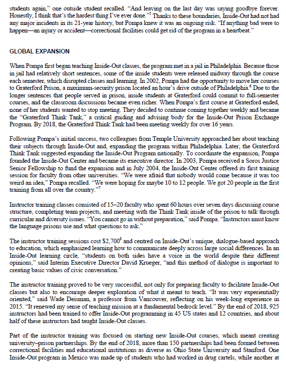 Solved What is the “Inside-Out Prison Exchange Program?. How | Chegg.com