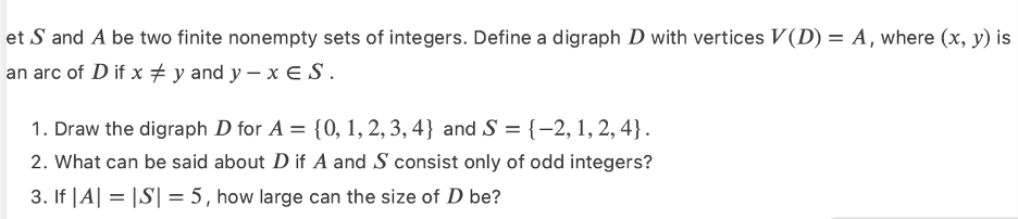 Solved et S and A be two finite nonempty sets of integers. | Chegg.com