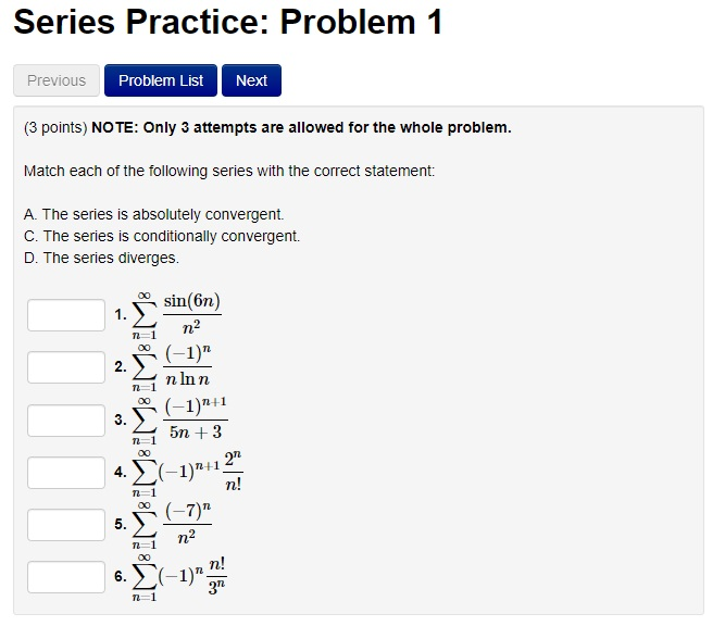 Solved Series Practice: Problem 1 Previous Problem List Next | Chegg.com