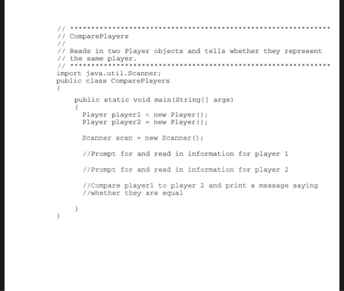Solved Overriding the equals Method File Player java | Chegg.com