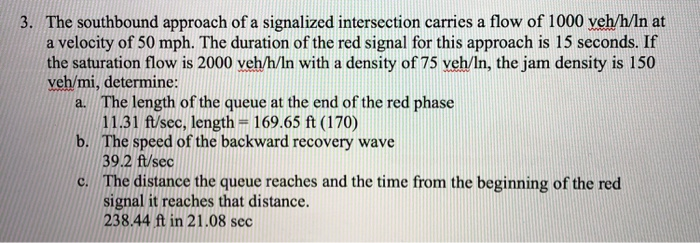 Solved 3. The southbound approach of a signalized | Chegg.com