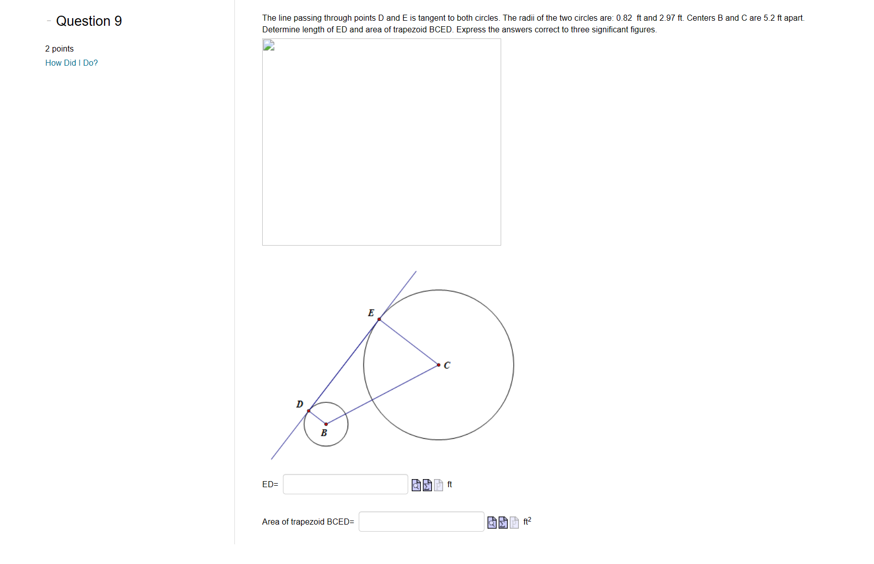Solved The line passing through points D and E is tangent to | Chegg.com
