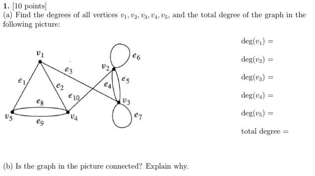 Solved 1. (10 points) (a) Find the degrees of all vertices | Chegg.com