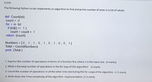 Solved CLOS: The following Python script Implements an | Chegg.com
