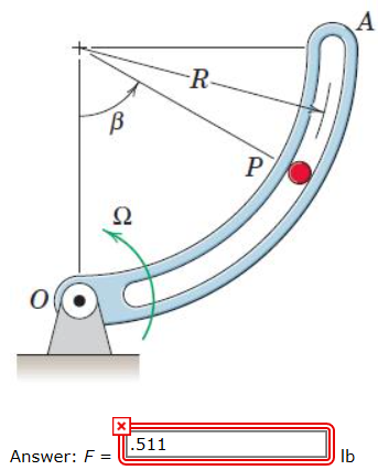 Solved The quarter-circular slotted arm OA is rotating about | Chegg.com