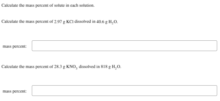 Solved Calculate the mass percent of solute in each | Chegg.com