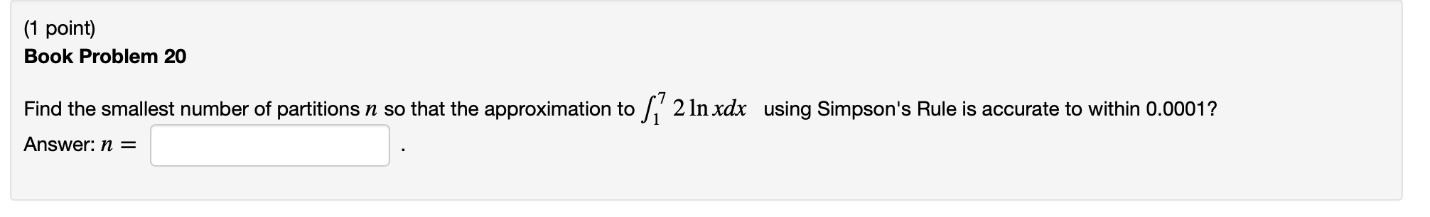 Solved (1 point) Book Problem 20 Find the smallest number of | Chegg.com