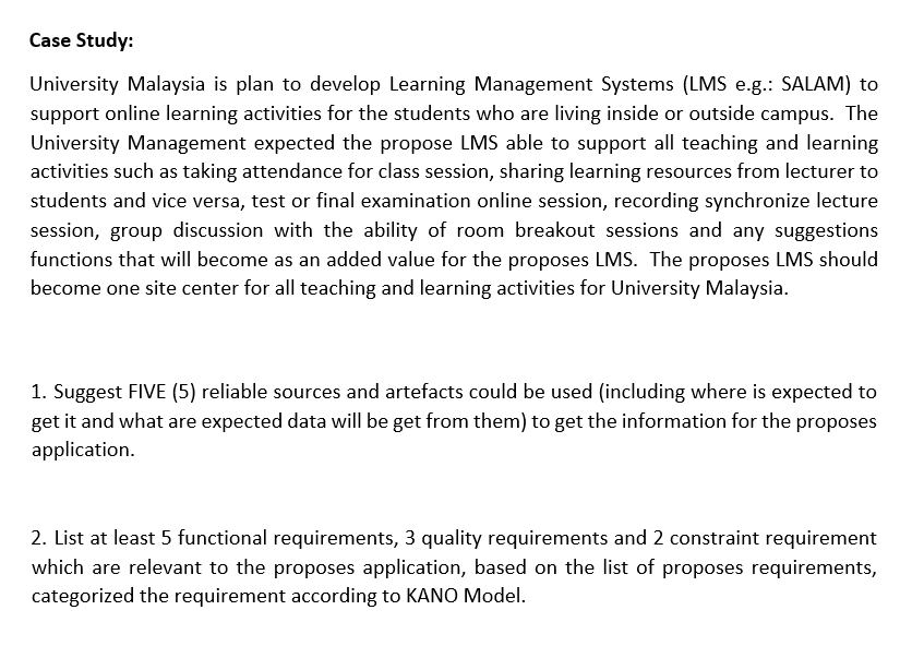 Solved Case Study: University Malaysia is plan to develop | Chegg.com