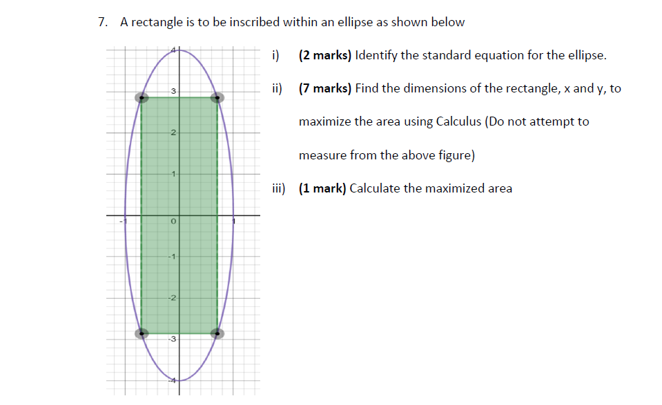 Solved 7. A rectangle is to be inscribed within an ellipse | Chegg.com
