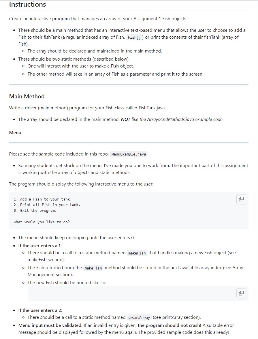 Solved Create an interactive program that manages an array | Chegg.com