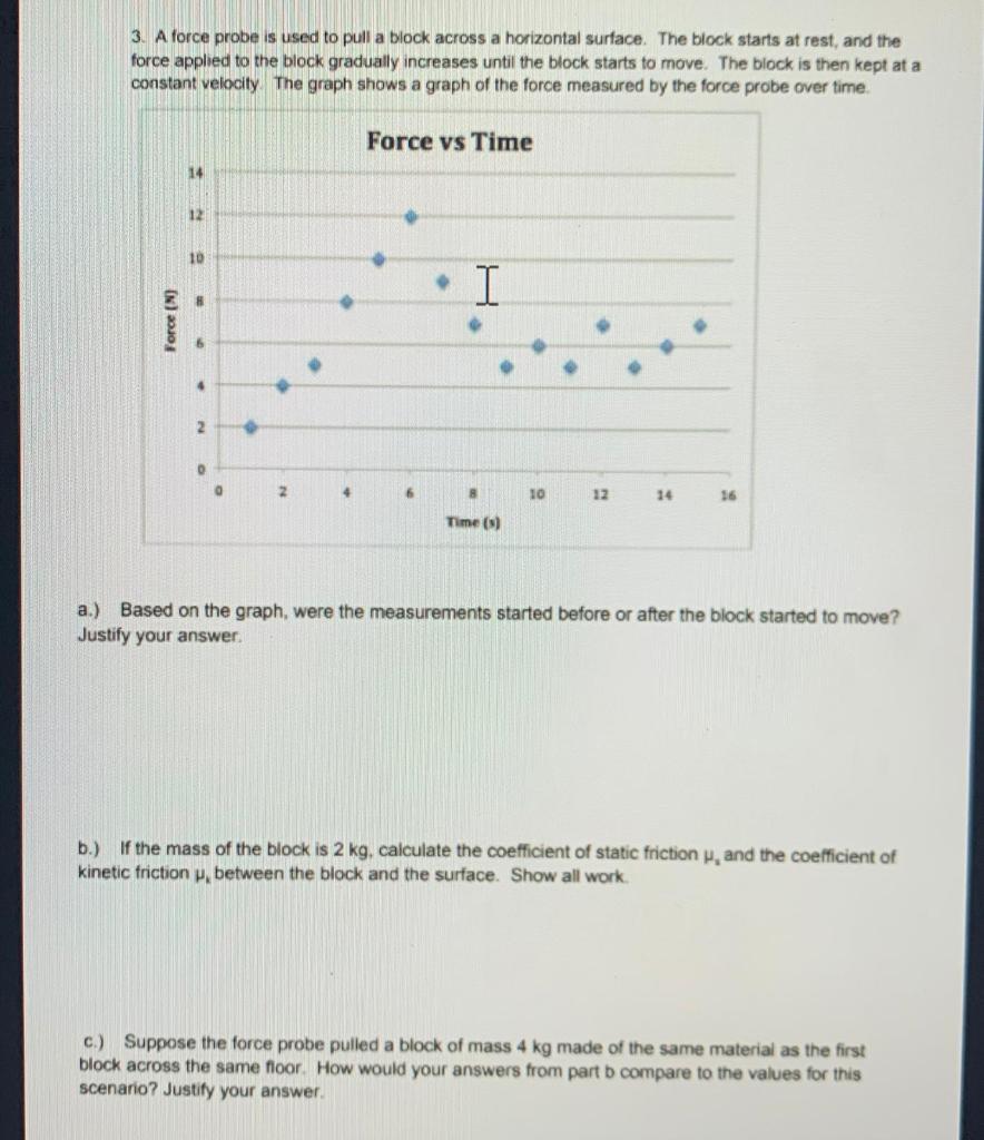 Solved 3. A force probe is used to pull a block across a | Chegg.com