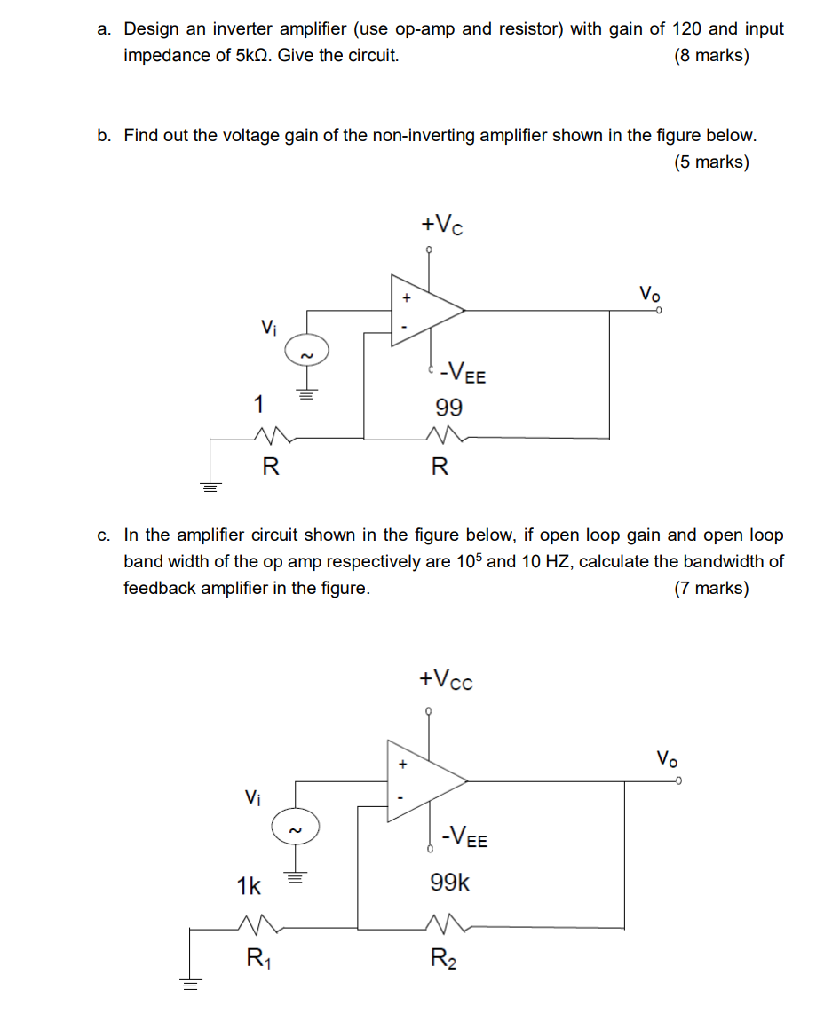 Solved a. Design an inverter amplifier (use op-amp and | Chegg.com