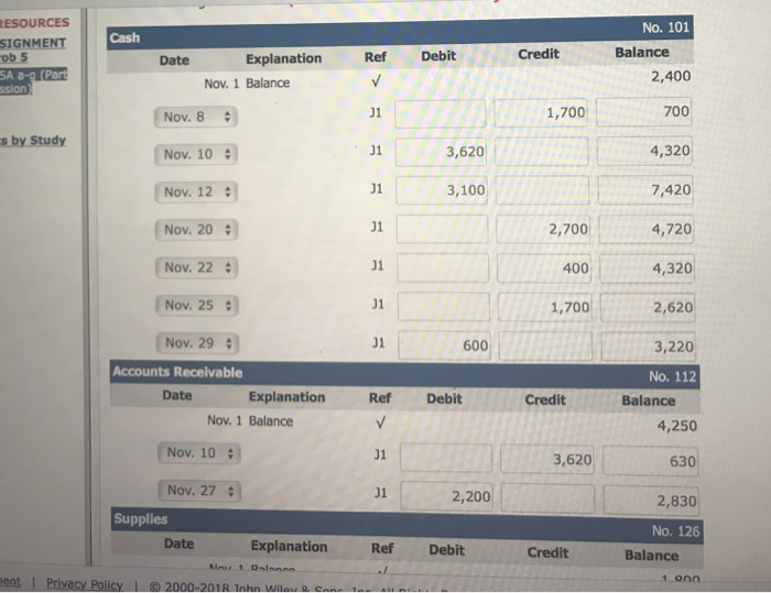 Solved Problem 3-05A a-g (Part Level Submission) On November | Chegg.com
